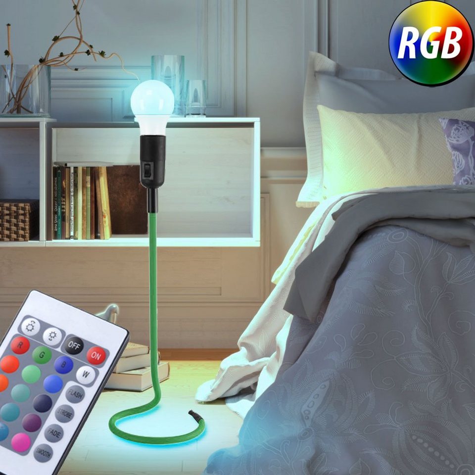 Etc Shop Led Tischleuchte Textil Tisch Leuchte Grün Fernbedienung Flur