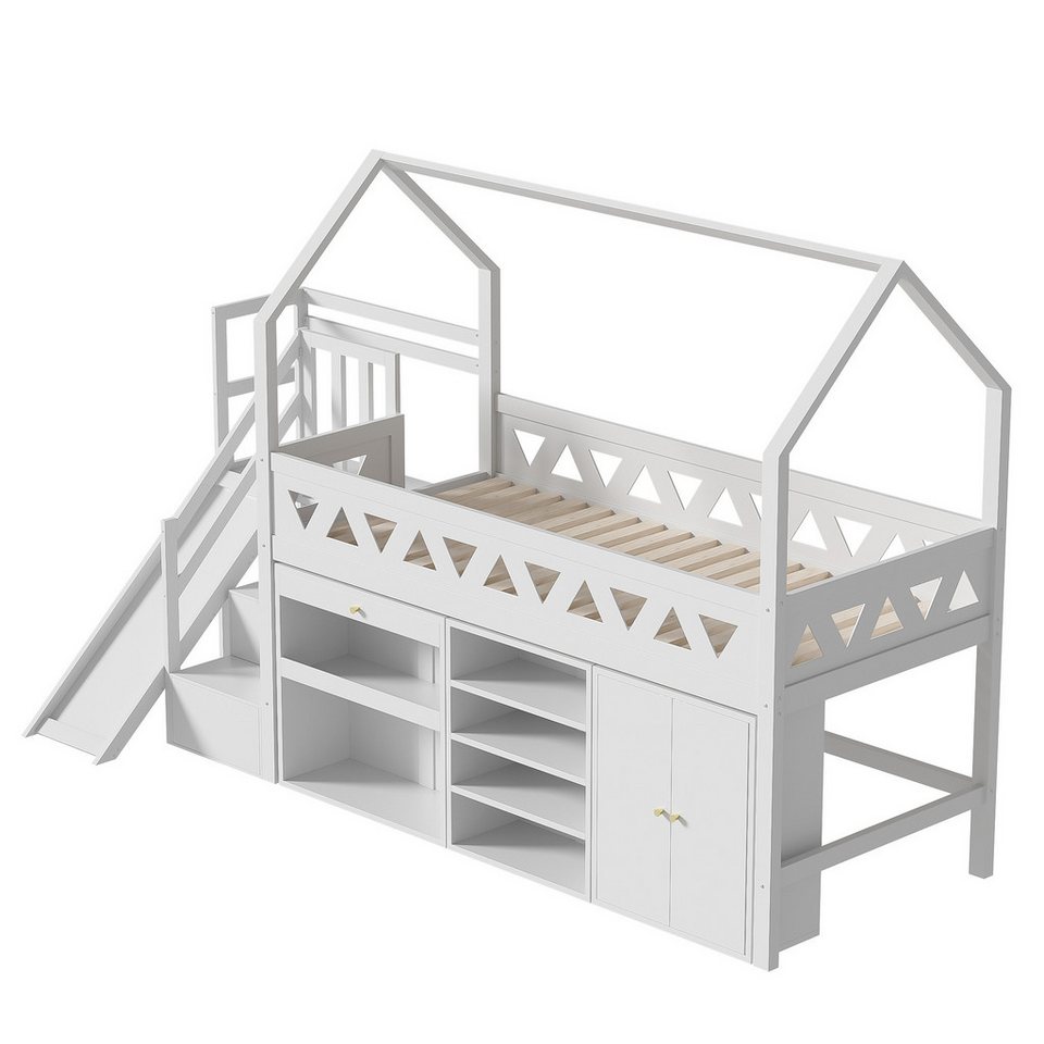 Ideasy Hochbett Kinderbett 90200cm Hochbett Mit Rutsche Und Treppen