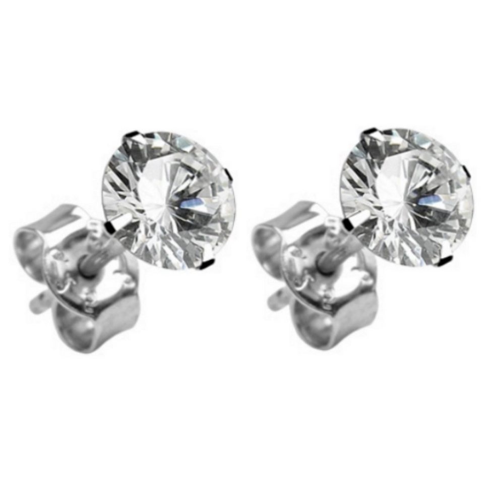 Bungsa Ohrring Set Ohrstecker Zirkonia Rund 925 Silber Für Damen 1