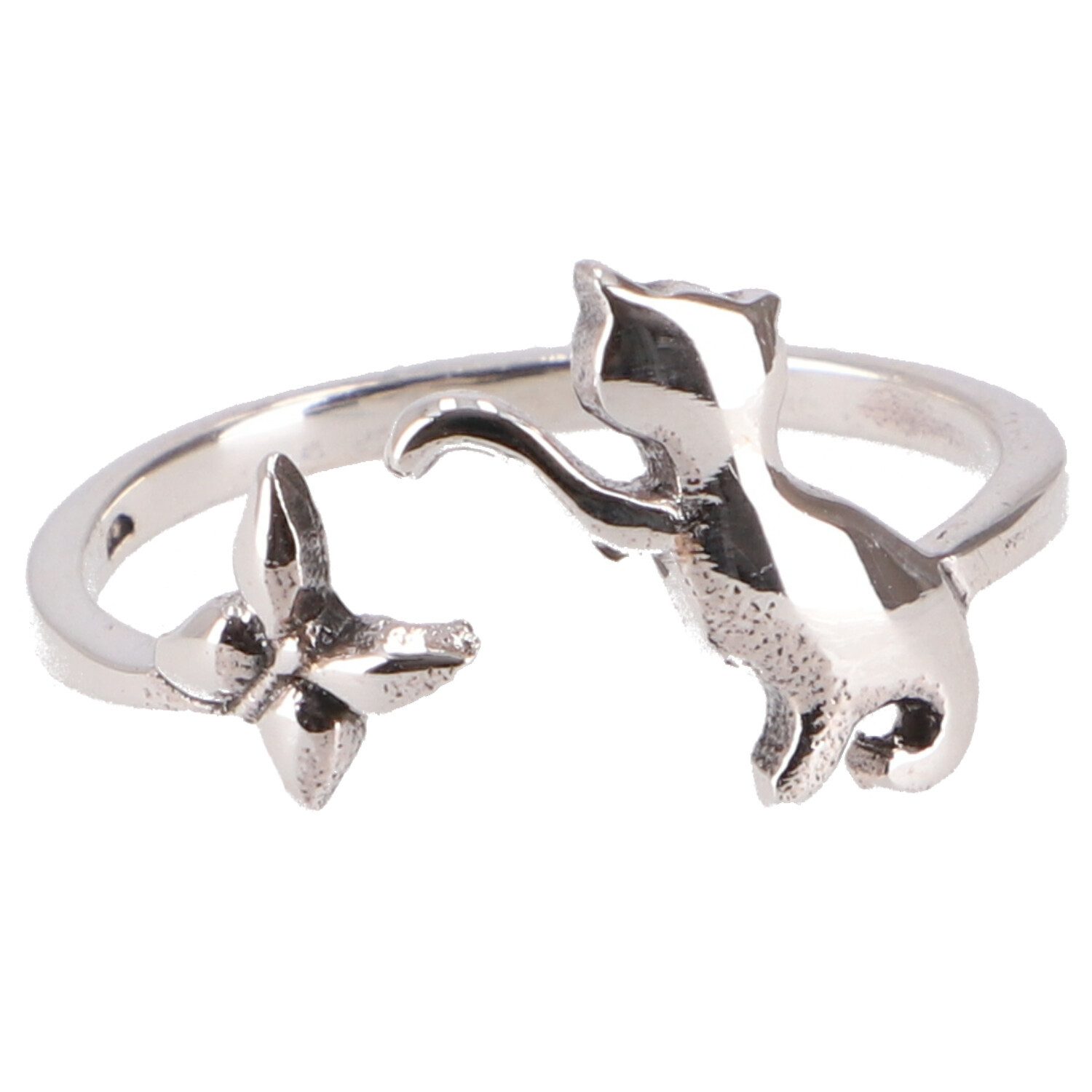 Guru-Shop Silberring Silberring, Boho Style Ethno Ring - Katze