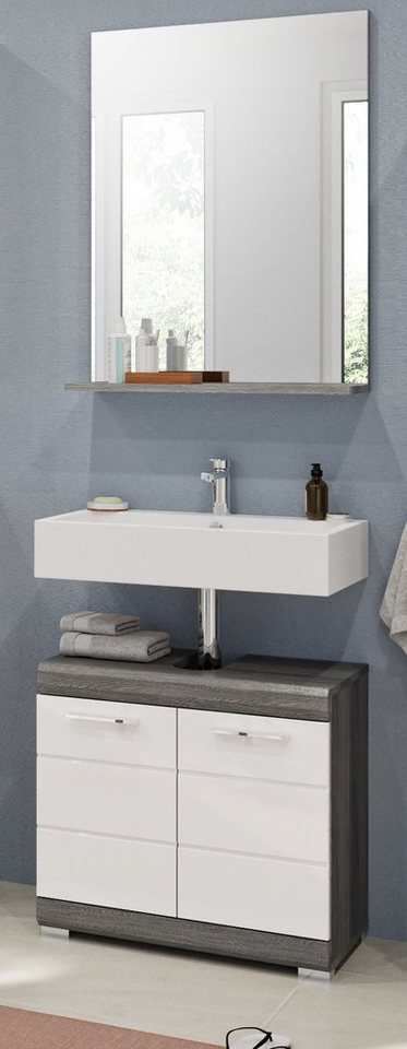Xonoxhome Badmöbel Set Scout Badset 2 Teilig Weiß Und Grau