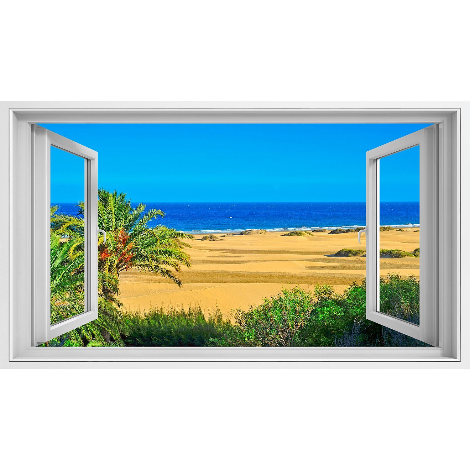 islandburner Leinwandbild Fensterblick EIN Blick auf das Naturreservat der Dünen von Maspalomas