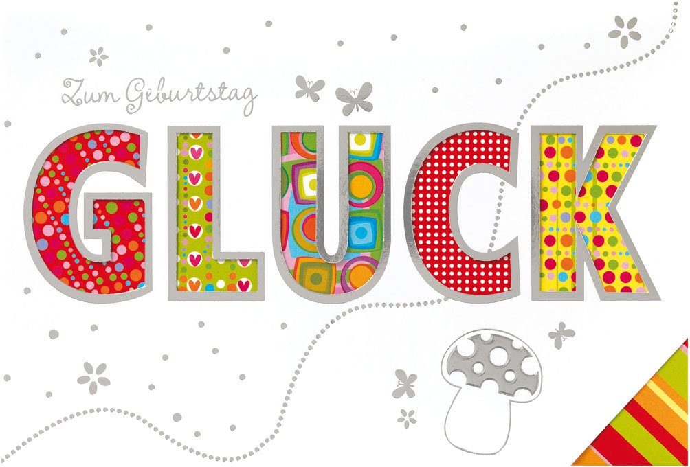 BSB Grußkarten BSB 78-1008 - Beautiful Colours Stanzkarten - "Zum Geburtstag GLÜCK