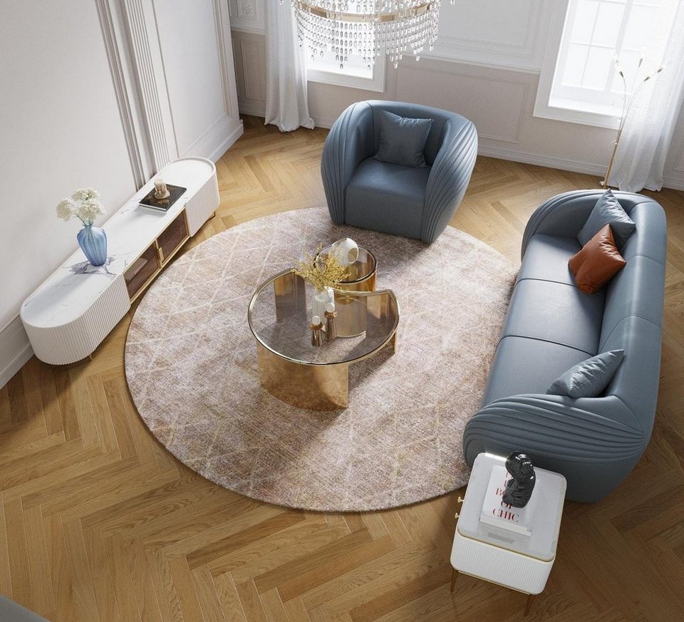 Jvmoebel Wohnzimmer Set Ledersofa Sofa Couch Polster 5tlg Set Garnitur