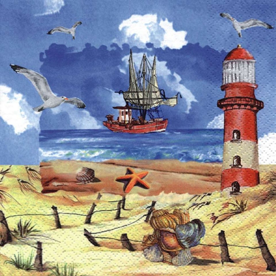 Linoows Papierserviette 20 Servietten Maritime Szenerie Mit