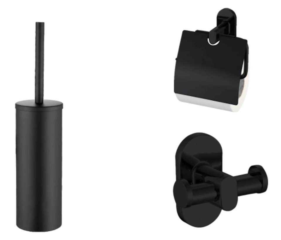 Faizee Möbel Badaccessoire Set Badezimmer Set 2 3 5 Tlg Schwarz 3 Tlg