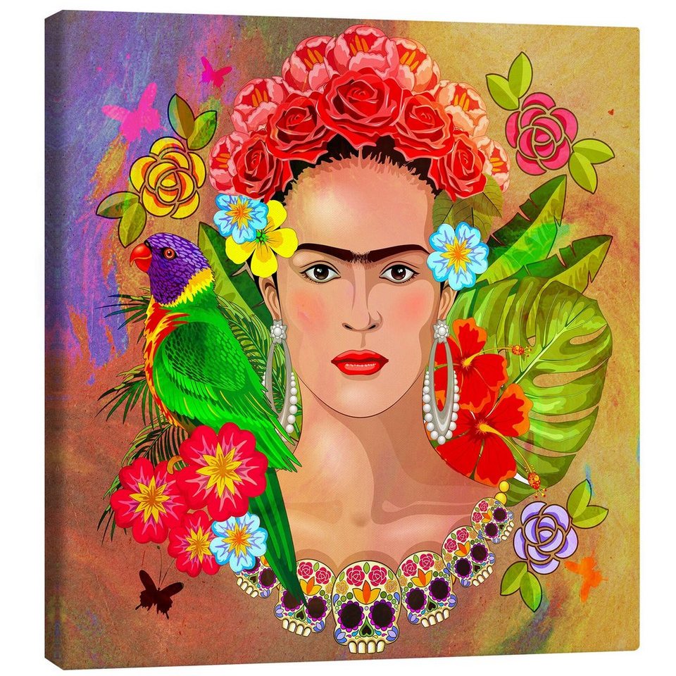 Posterlounge Leinwandbild Mark Ashkenazi Frida Kahlo Blumencollage