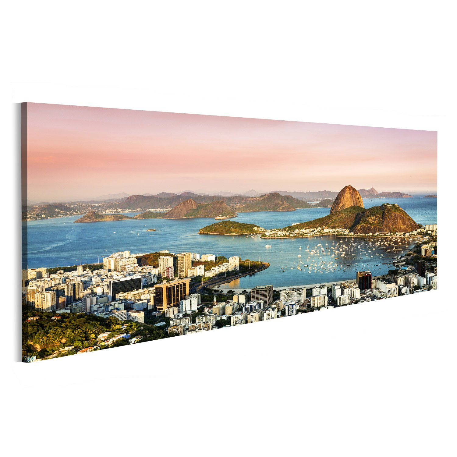 islandburner Leinwandbild Bild auf Leinwand Sonnenuntergang Über Rio De Janeiro Botafogo Bay Bra
