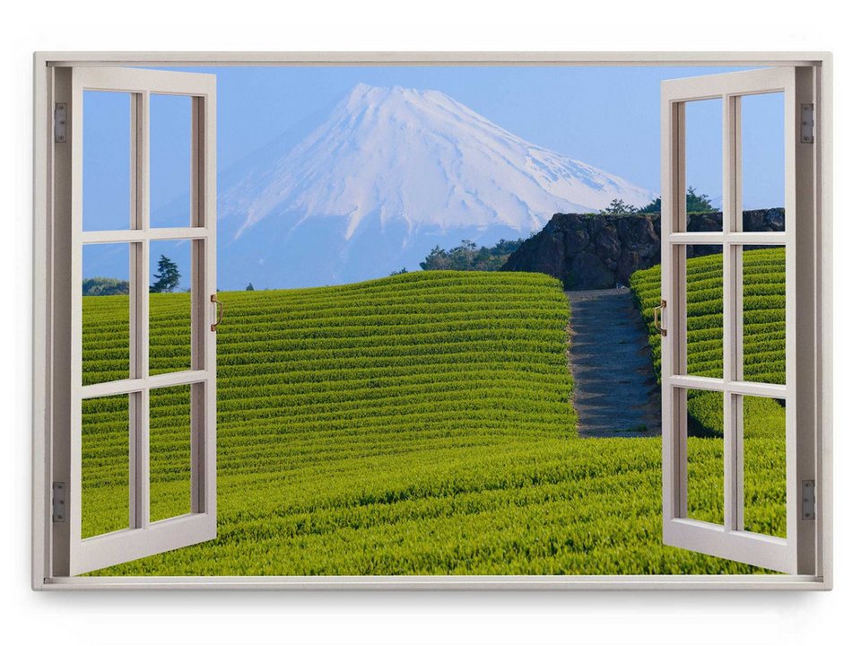Sinus Art Leinwandbild Wandbild 120x80cm Fensterbild Fuji Vulkan Japan