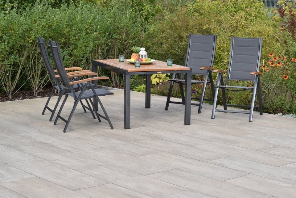 Merxx Garten Essgruppe Paxos Set 5 Teilig Tisch 4 Klappsessel
