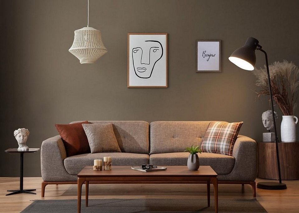Jvmoebel 3 Sitzer Sofa 3 Sitzer Polstersofa Grau Textill Sitz Design