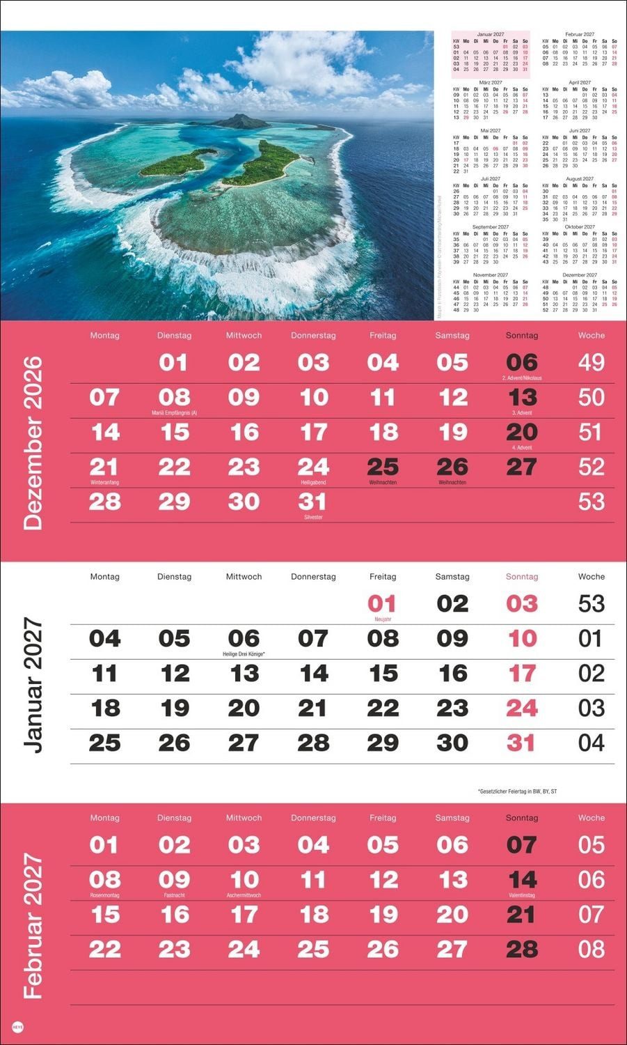 HEYE Wandkalender 4-Monatsplaner 2027 Alle Termine im Blick: Der ...