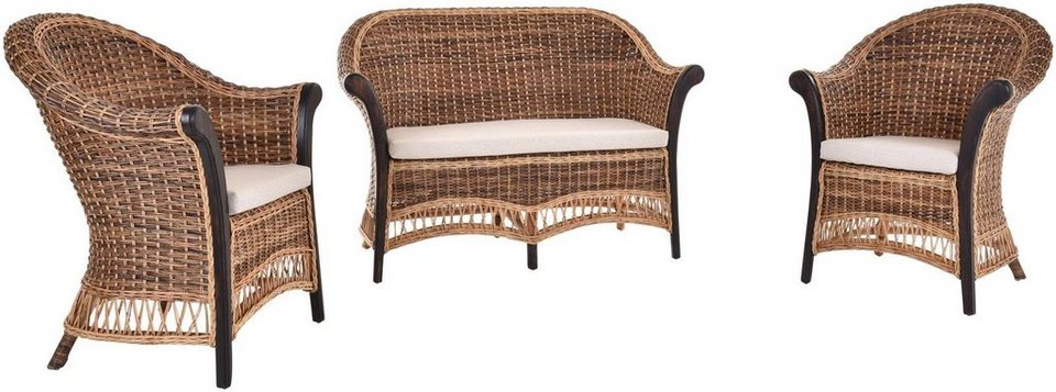 Krines Home Sitzgruppe Rattan Wohnzimmerset Vincent Rattangarnitur