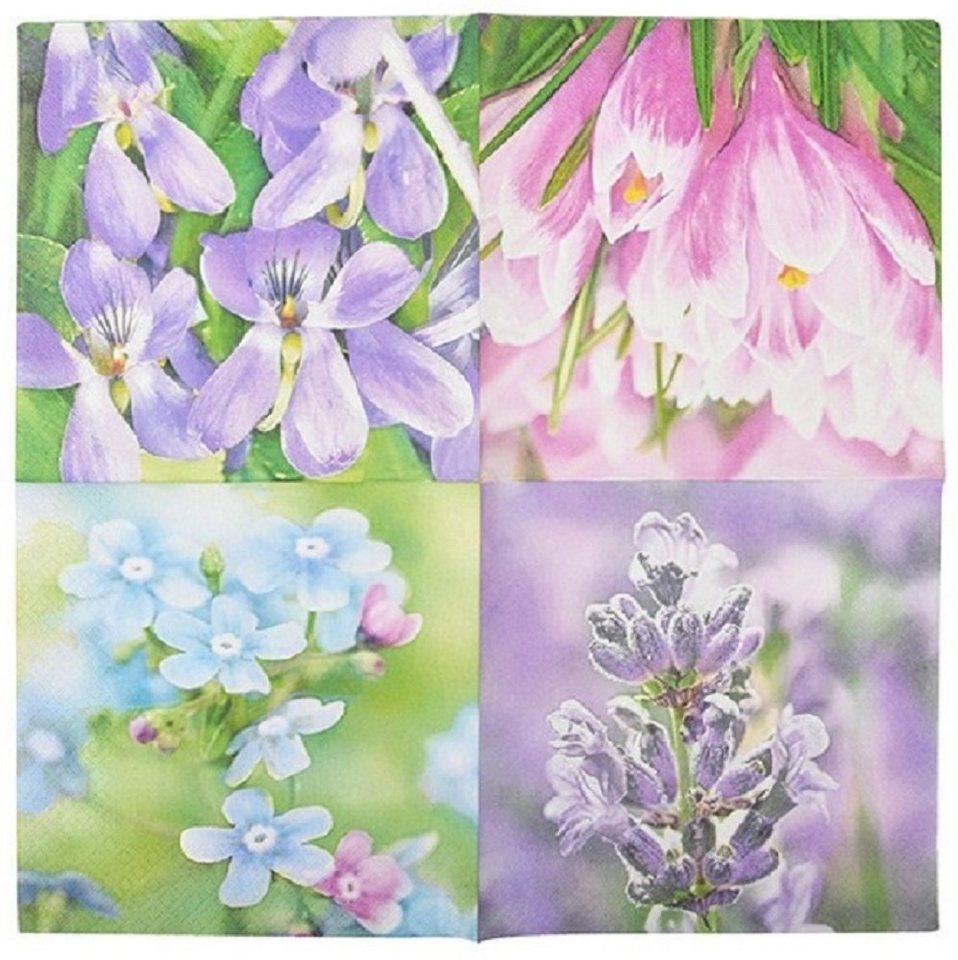 Linoows Papierserviette 20 Servietten Gartenblumen Blumen Motive Im