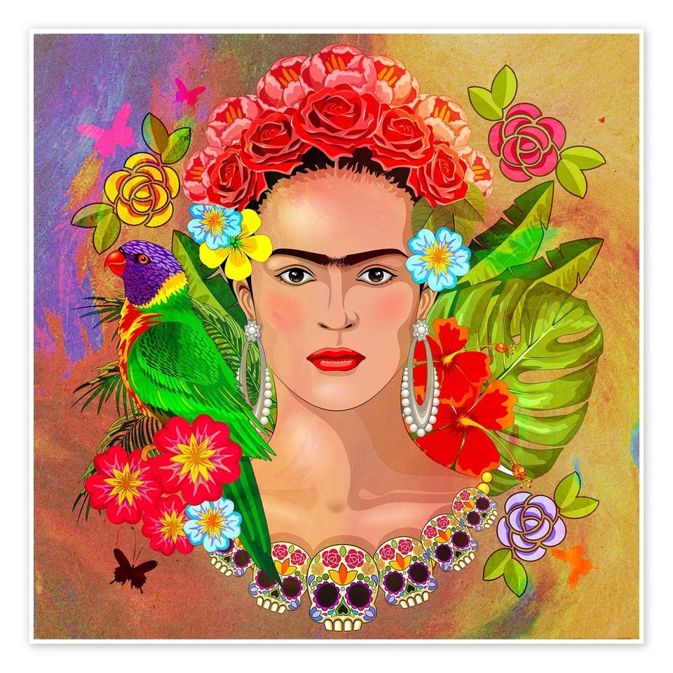 Posterlounge Poster Mark Ashkenazi Frida Kahlo Blumencollage