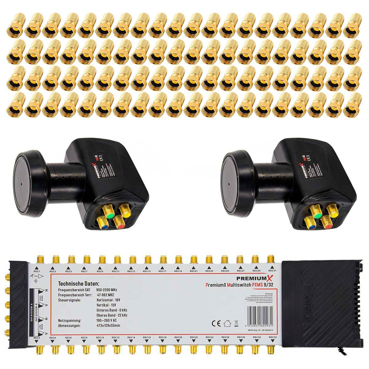 PremiumX SAT-Multischalter Multischalter Set 9/32 Multiswitch SAT 2x ...