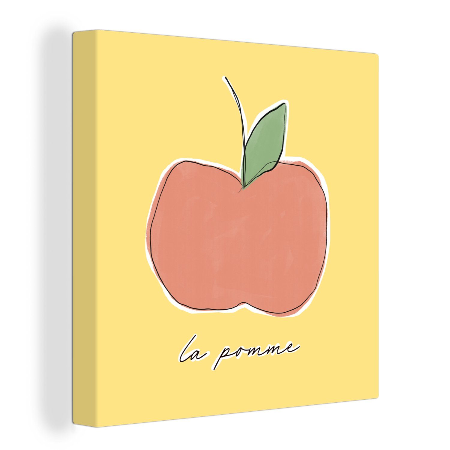 Onemillioncanvasses® Leinwandbild Apfel Obst Text 1 St Leinwand