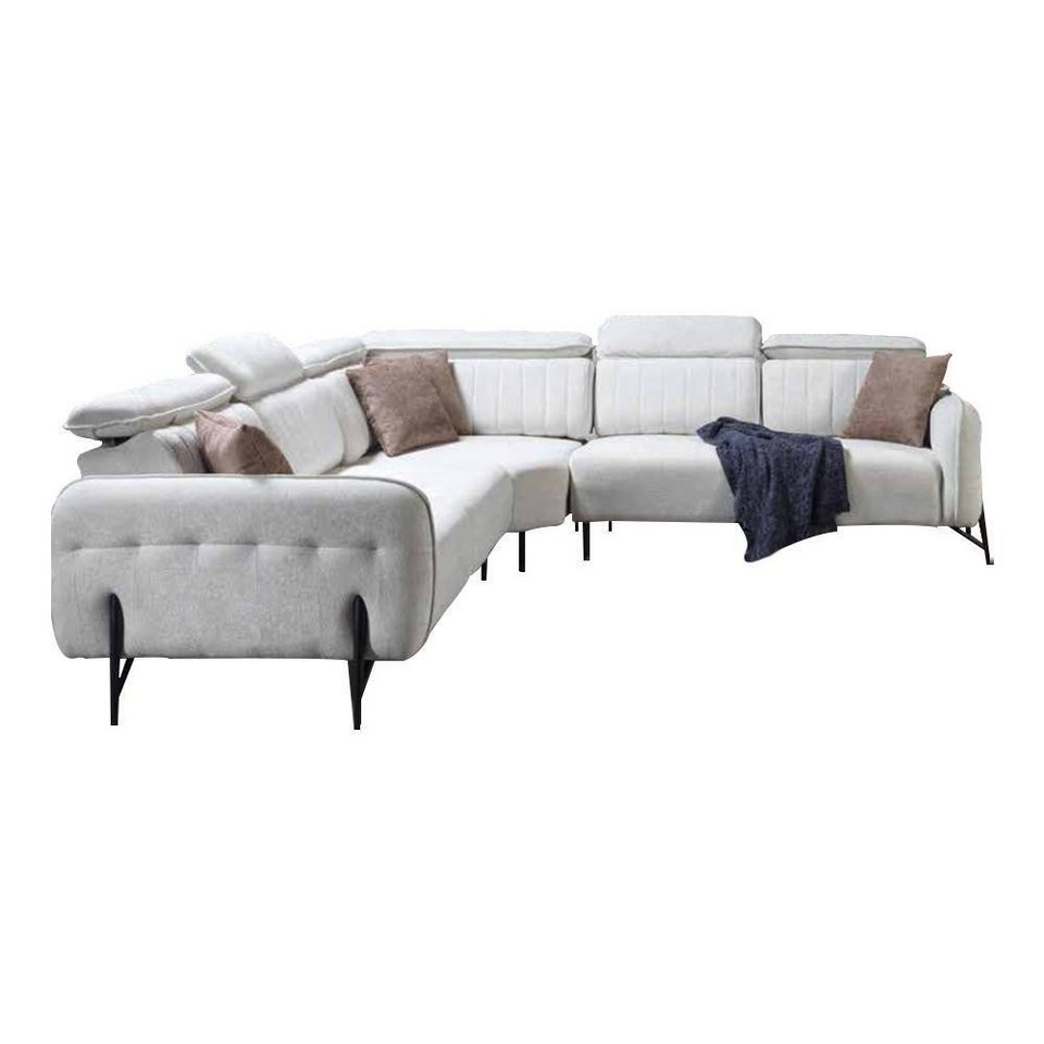 Jvmoebel Ecksofa Weißes Ecksofa Luxuriöse Polstercouch Designer