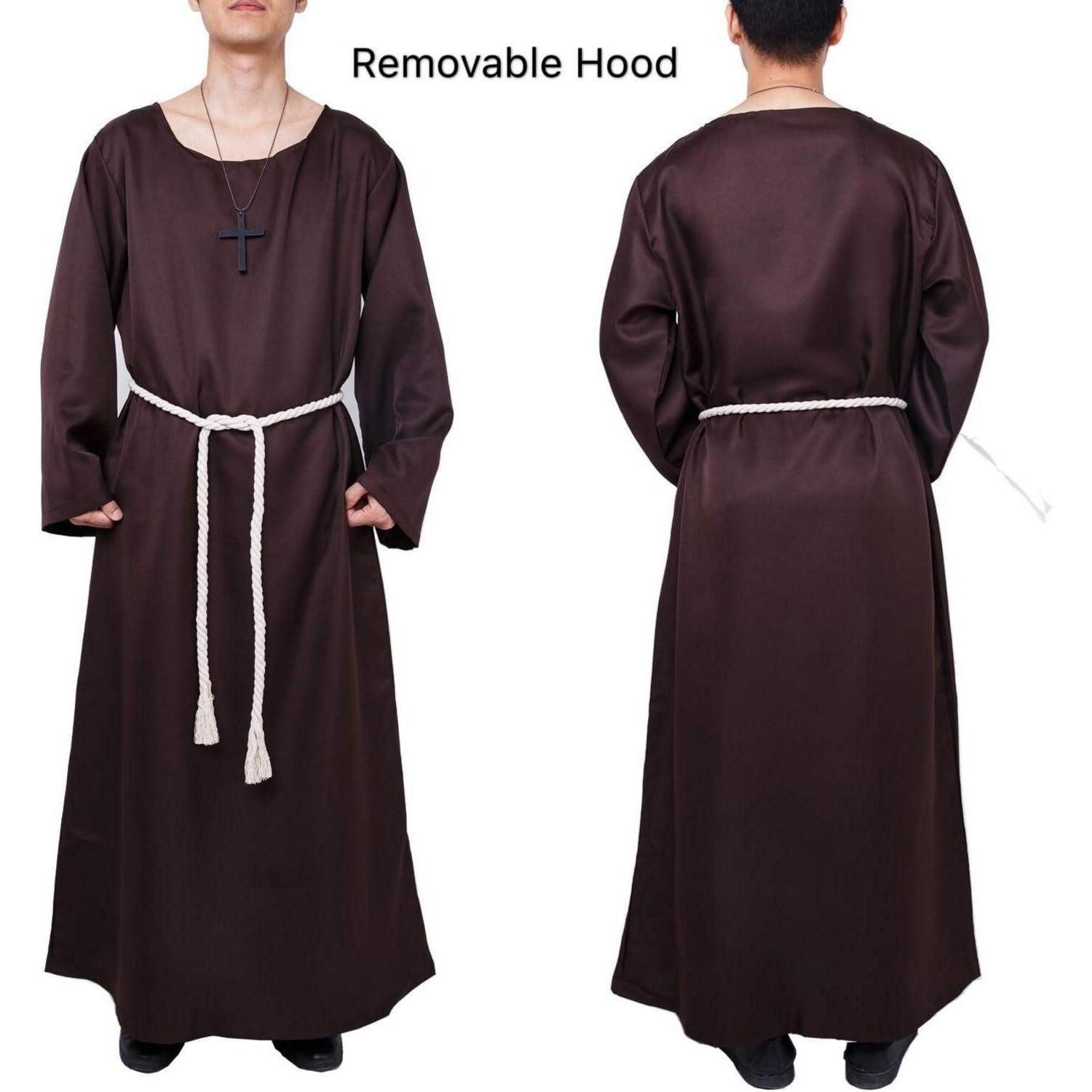 LuxusKollektion Mönch-Kostüm Mönchskutte Robe Kostüm Kapuze Herren Braun M