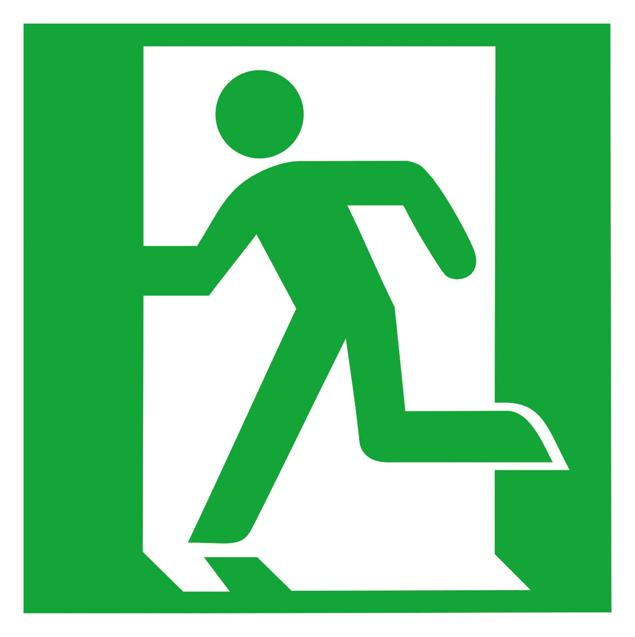 SafetyMarking Hinweisschild, Rettungszeichen 150 x 150 mm Folie Rettungsweg / Notausgang links