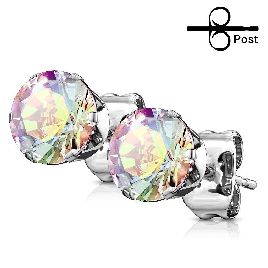 Bungsa Ohrstecker Set Ohrstecker Aurora Borealis Kristall Silber Aus