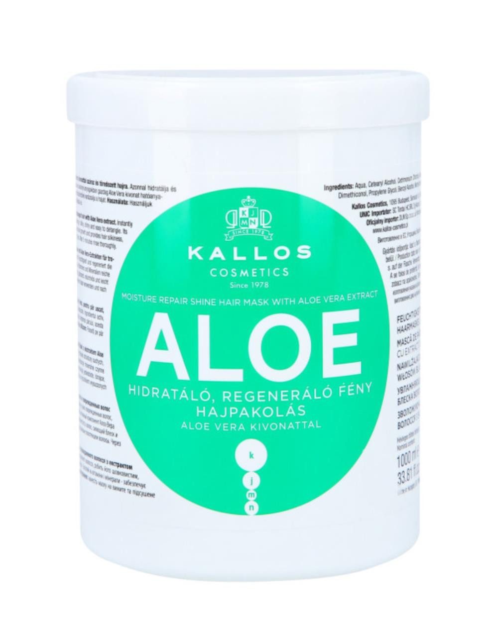 Kallos Cosmetics Haarmaske Kallos Cosmetics Haarmaske - Aloe 1000 ml, Packung, Haarmaske für ...