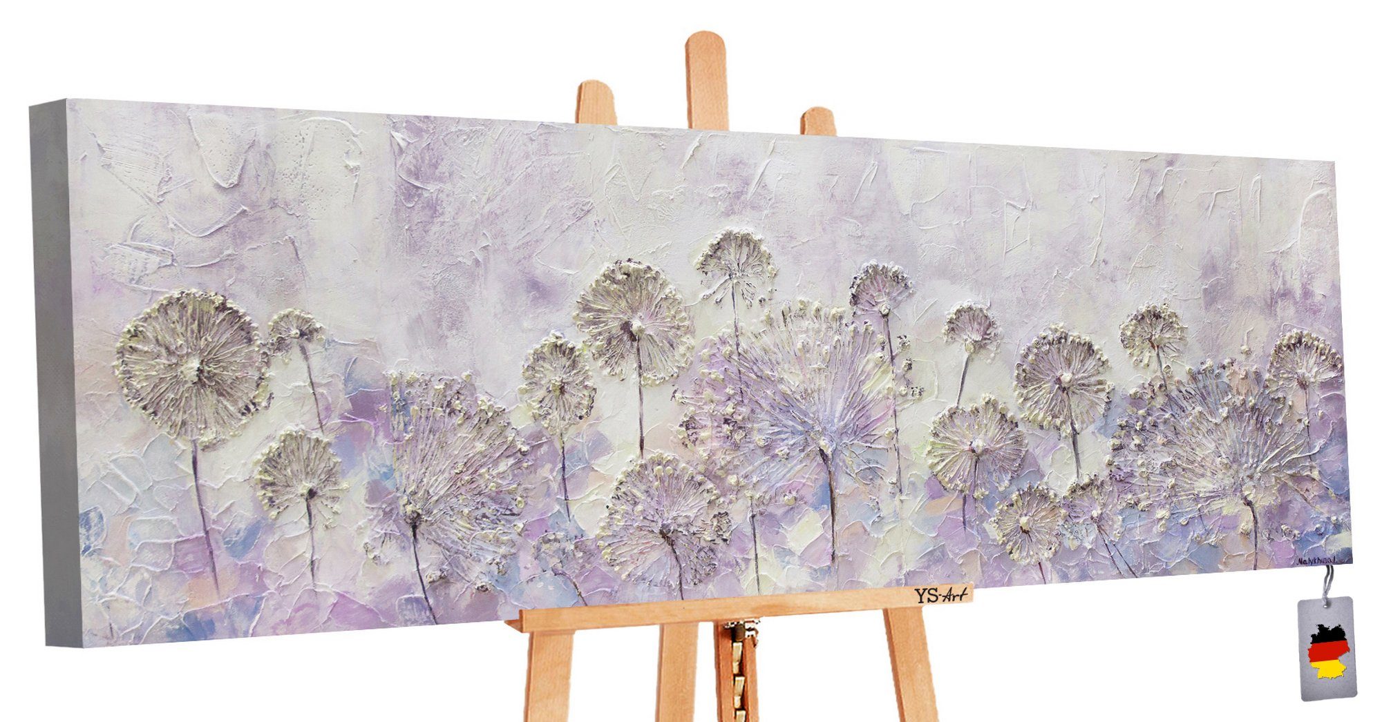 YS-Art Gemälde »Frühlingsanfang«, Blumen, Blumen Leinwand Bild Handgemalt Lila Löwenzahn online ...