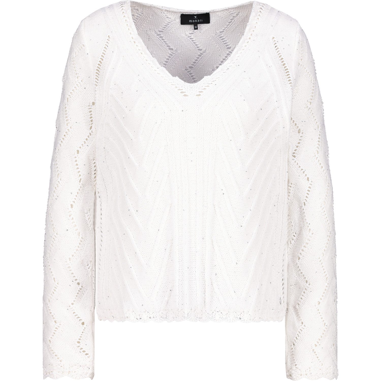 Monari Strickpullover Ajour mit V-Ausschnitt