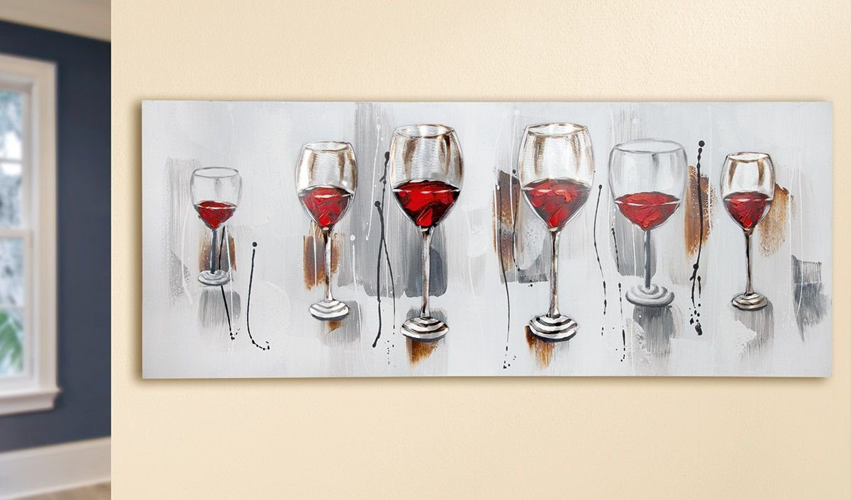 Gilde Bild Gilde Gemälde Weinprobe Grau H 50cm X B 130cm