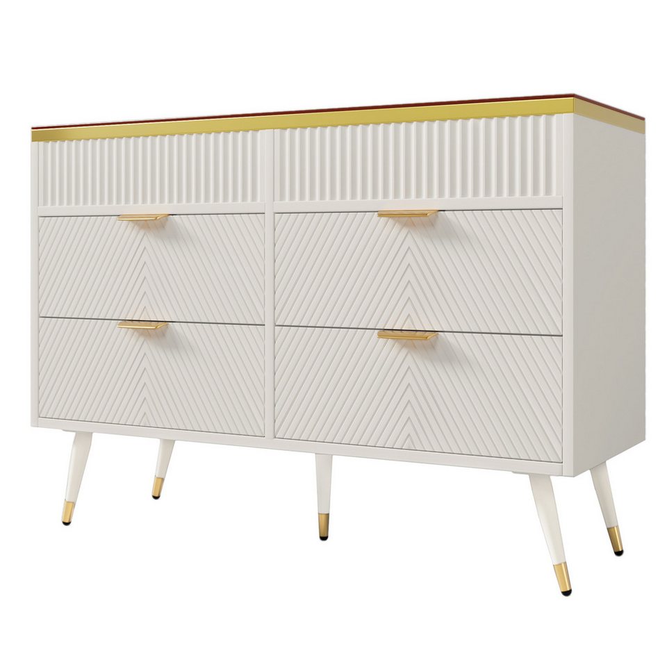 Tavilaecon Kommode Sideboard Aus Bernstein Glas Mit 6 Schubladen 120