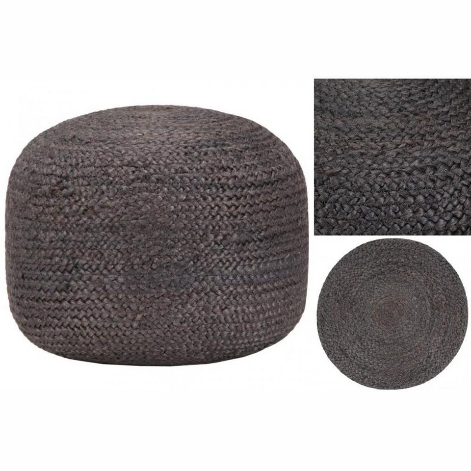 Vidaxl Fußhocker Handgefertigter Sitzpuff Dunkelgrau 45 X 30 Cm Jute