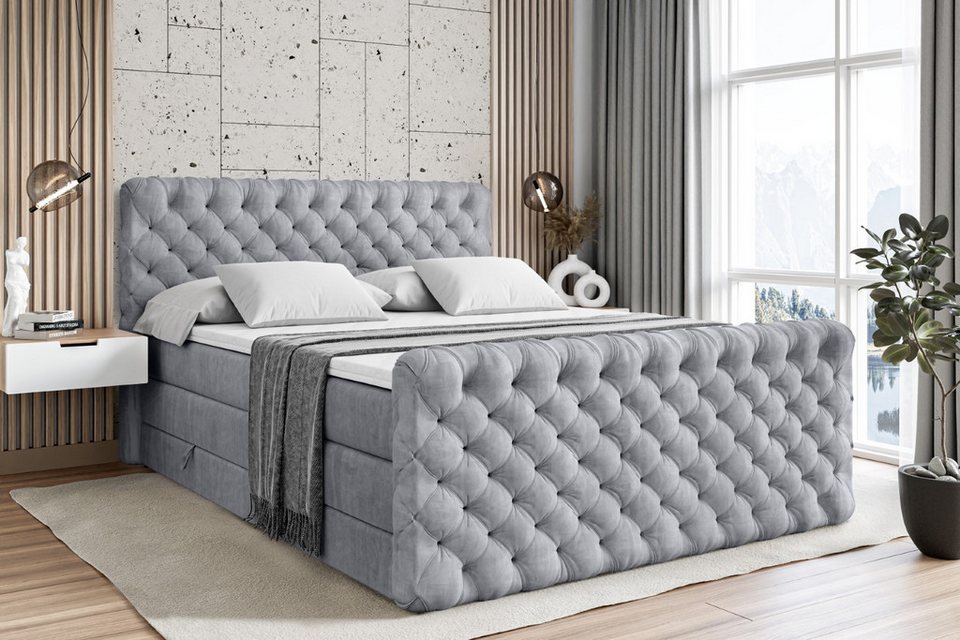 Altdecor Boxspringbett Boxi8 Z King Multipocket Matratze H4 Und H3
