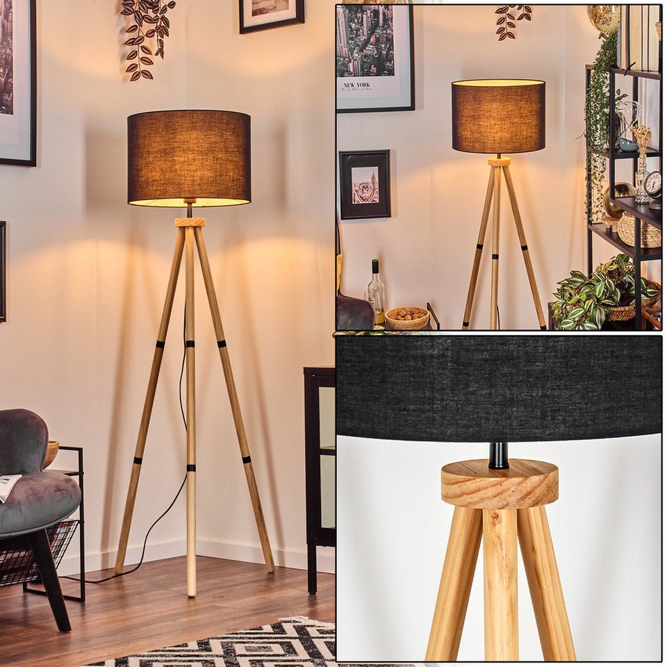 Hofstein Stehlampe Stehlampe Aus Holzstoff In Naturschwarzweiß Ohne