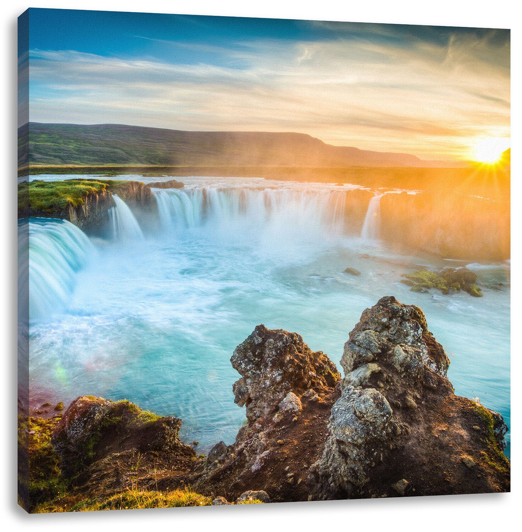 Pixxprint Leinwandbild Wasserfall, Wasserfall (1 St), Leinwandbild fertig bespannt, inkl ...