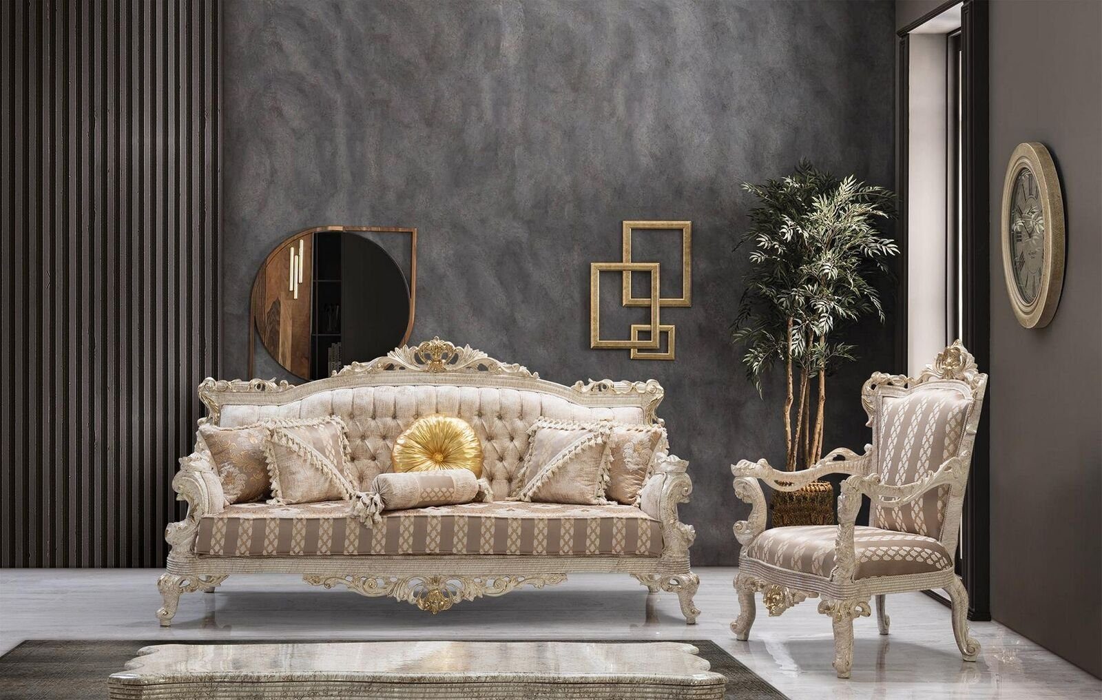 JVmoebel Sofa, Sofagarnitur Klassische Luxus Sofas Sessel Wohnzimmer set 3+1 Sitz