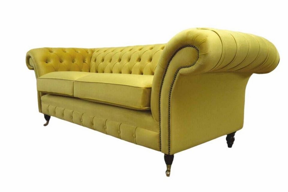 Jvmoebel Sofa Textil 3 Sitzer Gelb Stoff Design Couch Polster 230cm