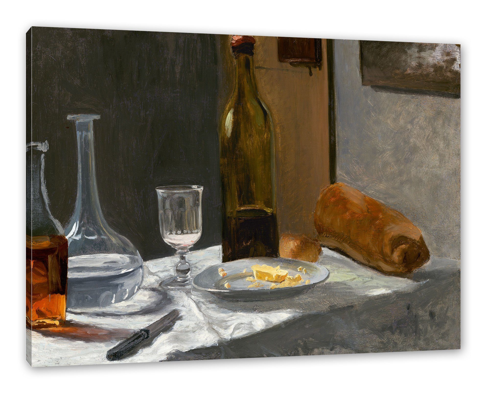 Pixxprint Leinwandbild Claude Monet Stillleben Mit Flasche Claude