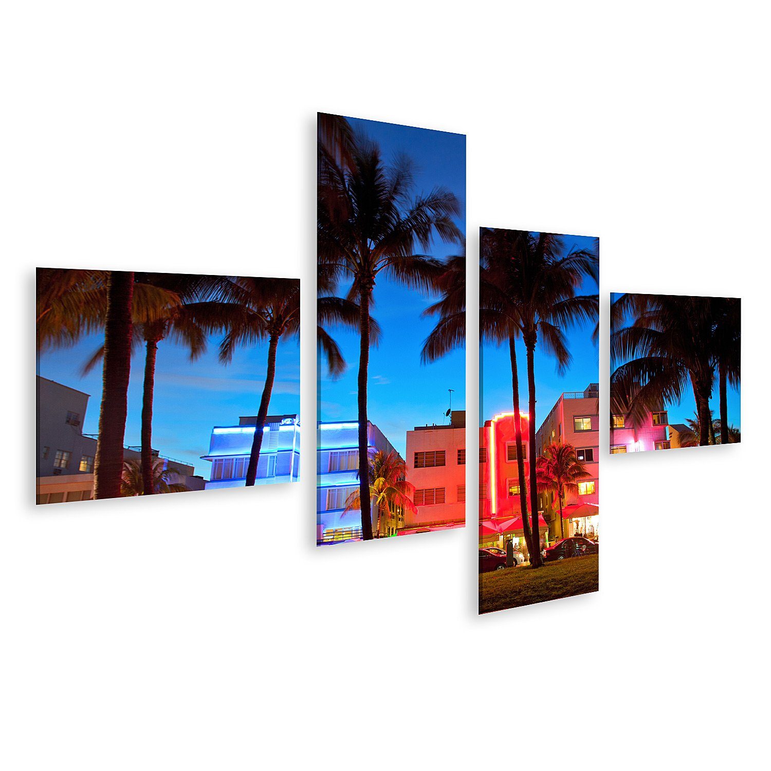 islandburner Leinwandbild Bild auf Leinwand Miami Beach Florida Hotels Restaurants Sunset Ocean