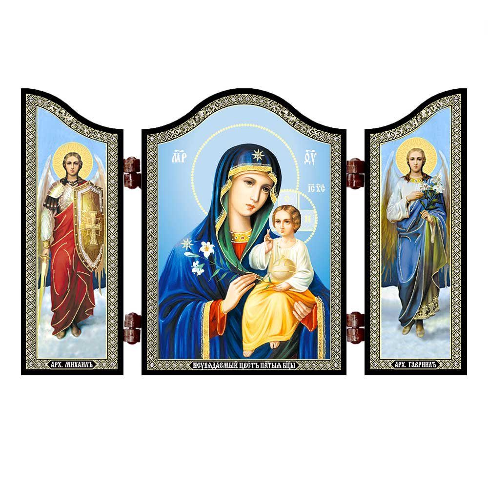 NKlaus Holzbild 1424 Gm Nicht Verwelkende Blume Christliche Ikone, Triptychon