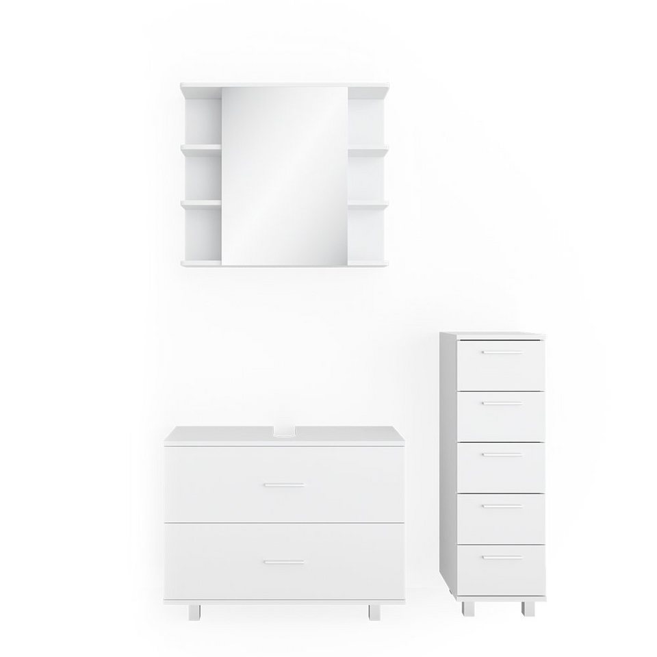 Vicco Badmöbel Set Ilias Weiß 3 Teile Mit Unterschrank 80 Cm 3 Er
