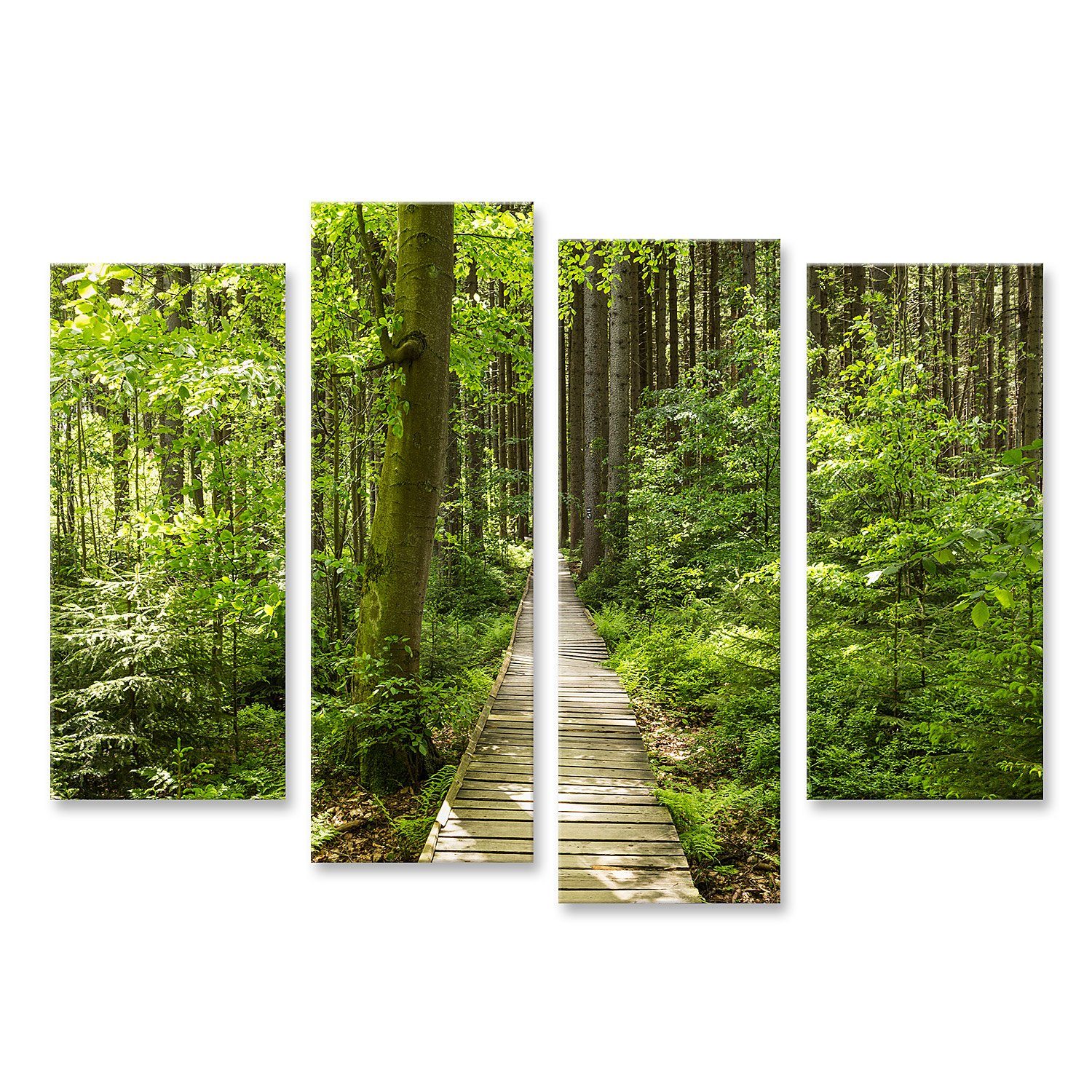 islandburner Leinwandbild Bild auf Leinwand Wald Pfad Bäume Grüne Blätter Wandbild Poster ...