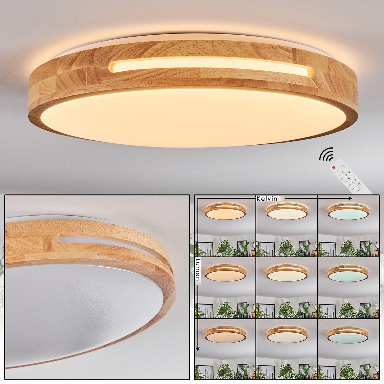 Hofstein Deckenleuchte Dimmbare Deckenlampe Aus Metallbambus
