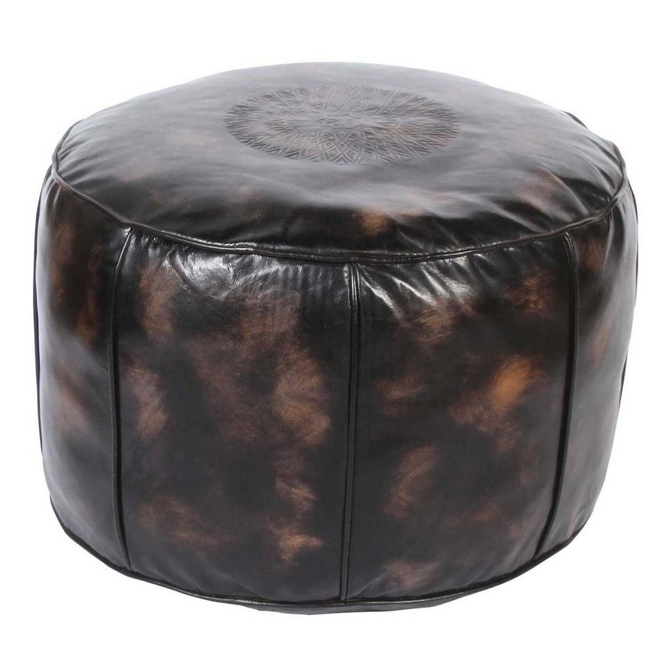Casa Moro Pouf Marokkanischer Leder Sitzkissen Asli Braun Mit Füllung