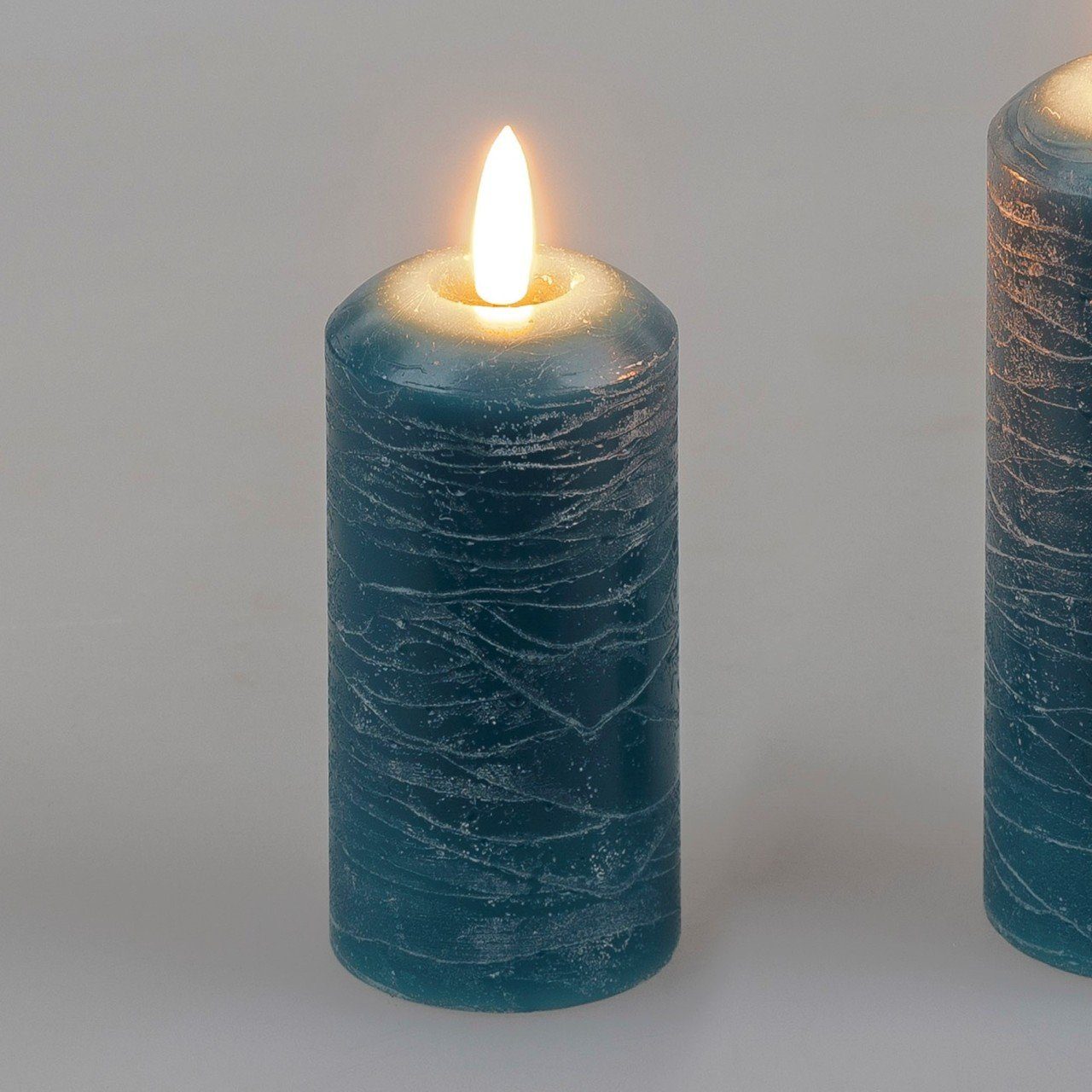 formano LED-Kerze Rustik, Blau H:10cm D:5cm Wachs, Maße: Höhe 10cm ...