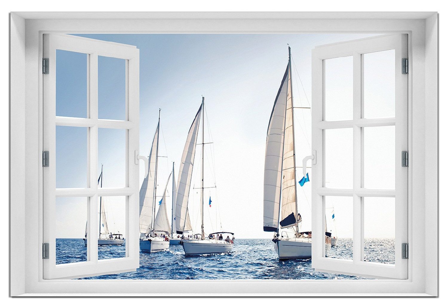 Wallario Wandfolie Segelschiff Auf Dem Meer Mit Fenster Illusion