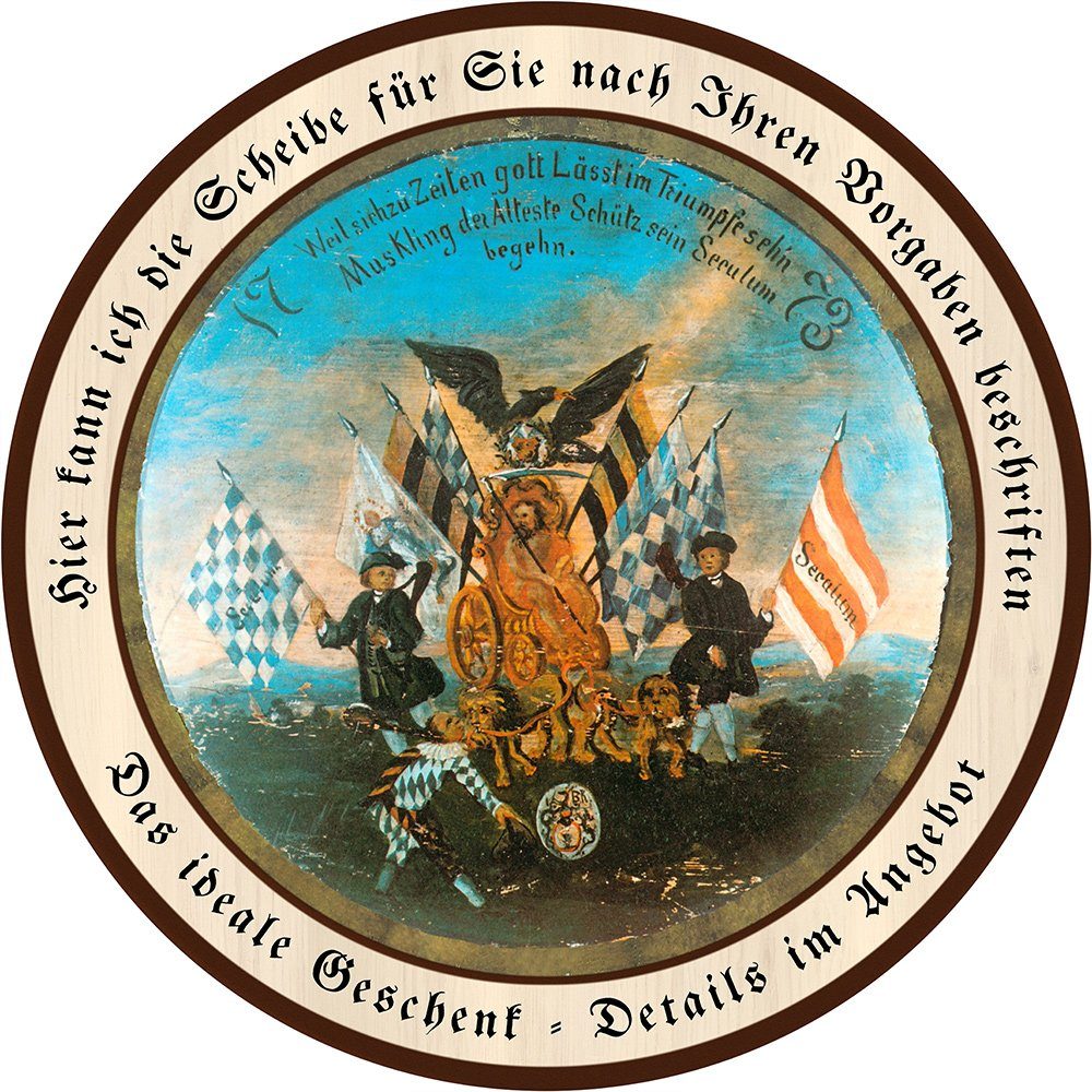 Kunstdruck Saturn auf dem Triumphwagen Bayern Schützenscheibe 55cm Wunschtext 023, (1 St)