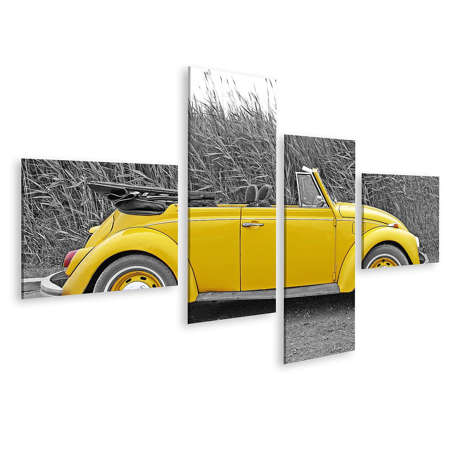 islandburner Leinwandbild Bild auf Leinwand Gelber Vw Wandbild Poster Kunstdruck Bilder