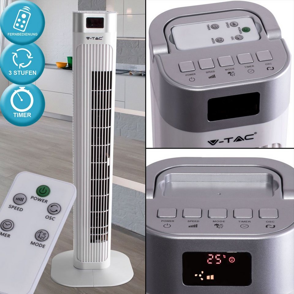 V Tac Standventilator Stand Tower Turm Säulen Ventilator Fernbedienung