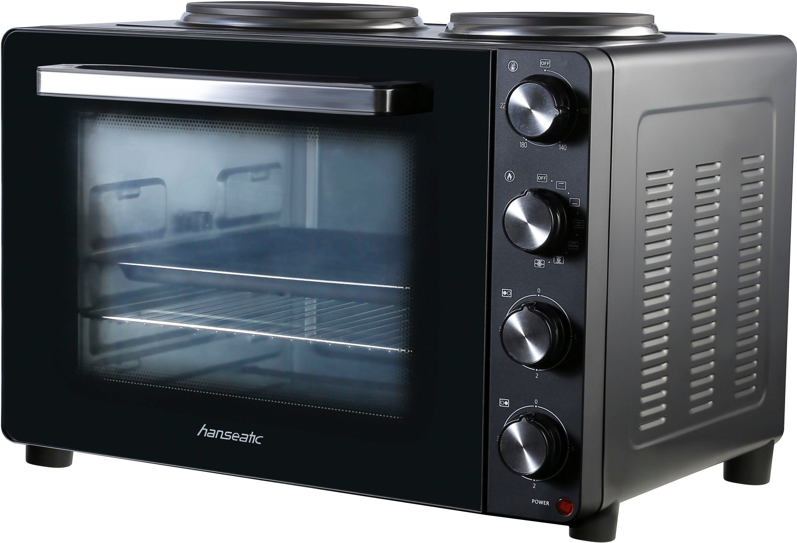 Hanseatic Kleinküche 97530243 HMO366BKB, mit Doppelkochplatte, Back ...
