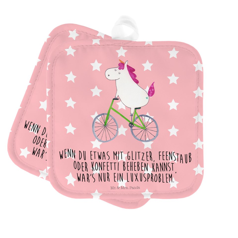 Mr And Mrs Panda Topflappen Einhorn Radfahrer Rot Pastell Geschenk